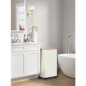 efluky Laundry Hamper with Wheels, Rolling Laundry Hamper with Lid and Removable Bag, Collapsible Dirty Clothes Hamper with Wheels for Laundry Room, Bedroom & Bathroom, 100L (26.4 Gallon) Beige