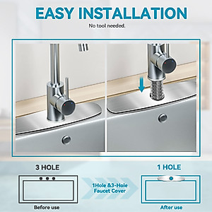 Kitchen Sink Faucet Hole Cover, Deck Plate Escutcheon for Kitchen Faucet- 10 IN Sink Hole Cover, Plumbing Cover Plates, 10" Deck Plate for Pull Down Faucet: 304 Stainless Steel(Brushed Nickel)