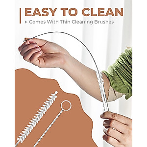 Foogwee® 20 Packs Reusable Glass Straws Set, 8.5'' x 10mm Clear Drinking Straws for Smoothies, Shakes, Coffee, Juice, Sodas, Milk, Tea, Cocktails, Set of 8 Straight and 8 Bent with 4 Cleaning Brushes