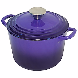 Flavehc Dutch Oven Pot with Lid 1.8 qt Cast Iron Dutch Oven for Bread Baking Purple Enameled Cast Iron Rice Pot with Handels
