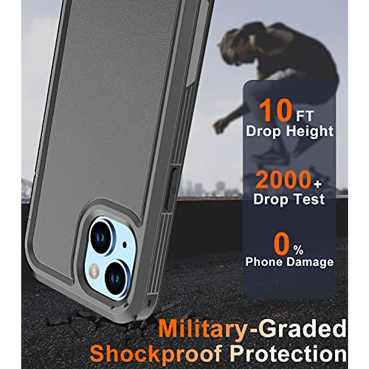 ibelief Designed for iPhone 14 Case, MIL-Grade Drop Tested Phone Case for iPhone 14 6.1'' (Black)