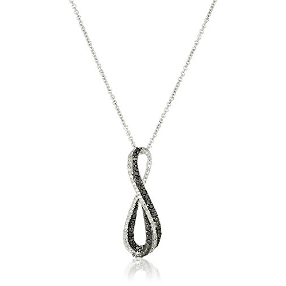 Amazon Collection Sterling Silver Black and White Diamond Infinity Pendant Necklace (1/3 cttw), 18"