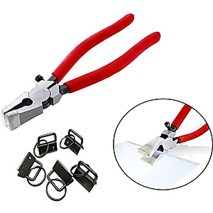 8 Inch Key Fob Pliers Attach Rubber Tips, Glass Running Plier for Key Fob Hardware Install and Stained Glass Work, with Adjustable Screw