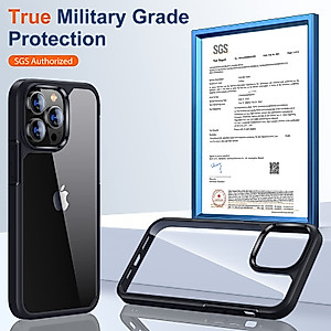 UniqueMe [5 in 1 Design for iPhone 14 Pro Max 6.7 inch Case, 2 Pack Screen Protector Tempered Glass + 2 Pack Camera Lens Protector, [Non-Yellowing] Shockproof Ultra Thin Protective Cover Clear