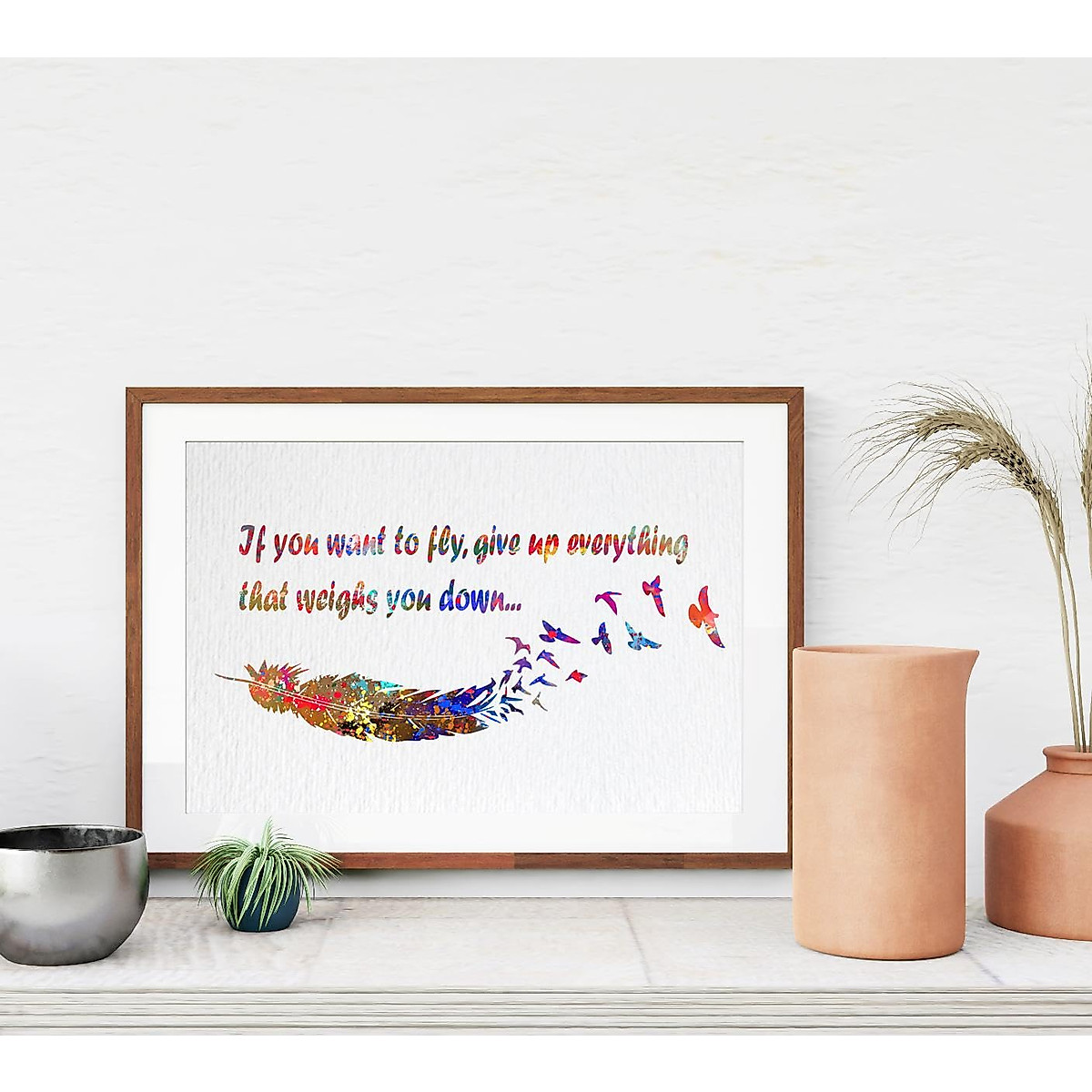 Dignovel Studios 8X10 Unframed Feather Motivational Inspirational Inspiring Quotes Watercolor Art Print Poster Home Decor DN505