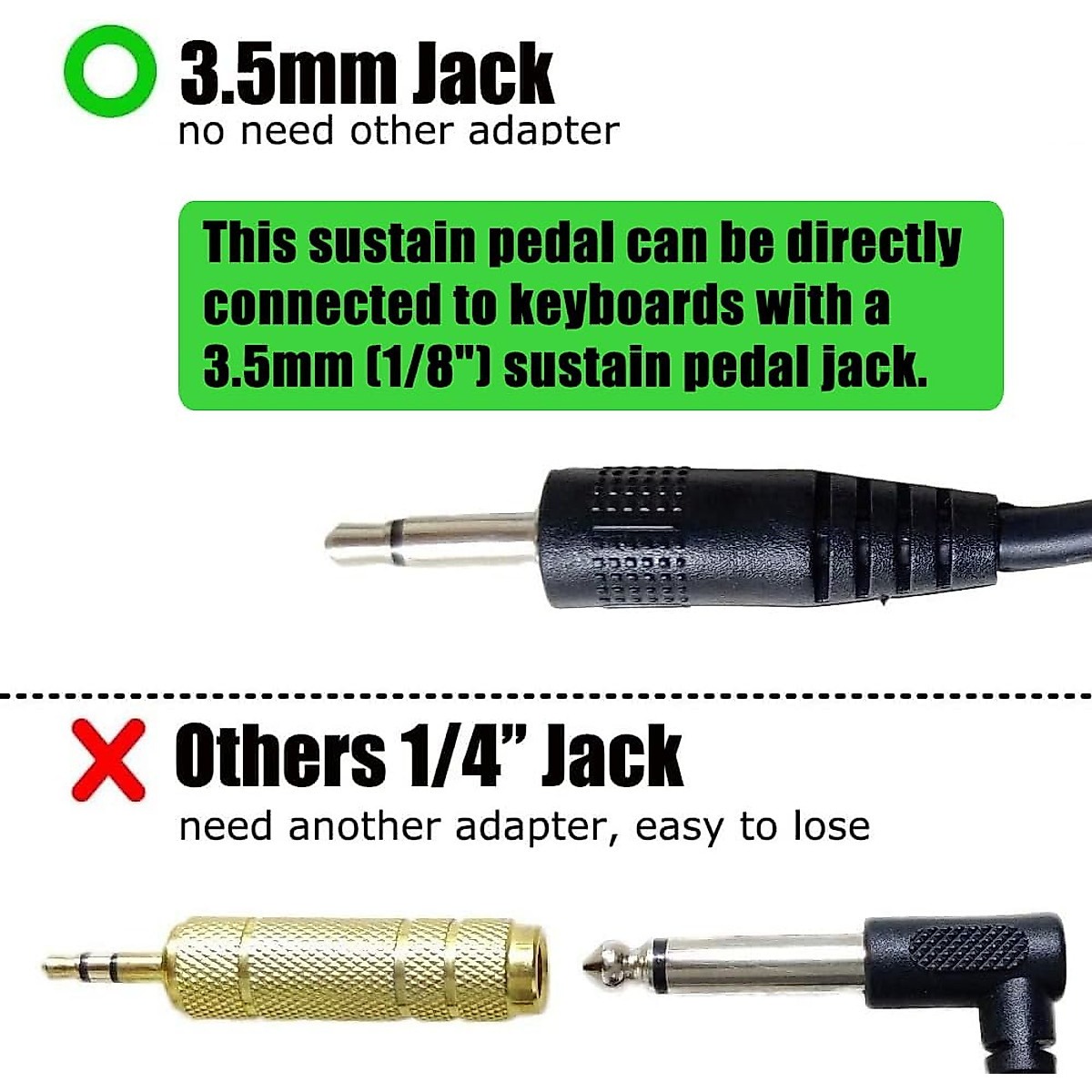 【Only for 3.5mm Jack】 NikoMaku Piano Keyboard Sustain Pedal for 3.5mm Jack Digital Piano Electronic Keyboard SWANX Keyboard