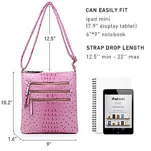 Dasein Crossbody Purse for Women Vegan Leather Shoulder Handbags Messenger Bags with Multi Zipper Pockets