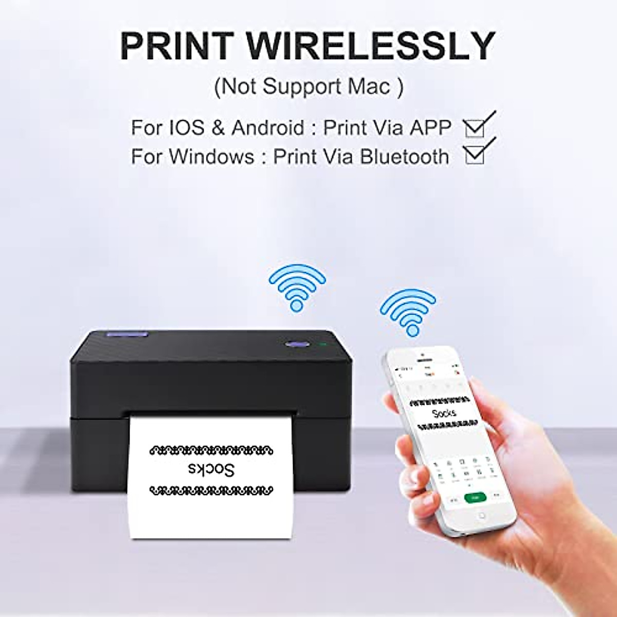 beeprt Bluetooth Shipping Label Printer - Wireless Thermal Label Printer for Shipping Package Small Business, 4x6 Label Printer Compatible with Shopify Ebey Amazon Etsy FedEx UPS USPS