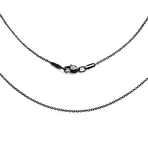 AmyRT Jewelry 1.2mm Titanium Steel Black Cable Chain Necklaces for Women 16 in