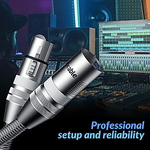 XLR to XLR Cable 100 Feet, Premium XLR Microphone Cable, Heavy Duty 22AWG OFC XLR Male to Female Cord, 3-Pin Shielded Mic Speaker Cable, Zinc Alloy Connectors, Metal Spring SR, White