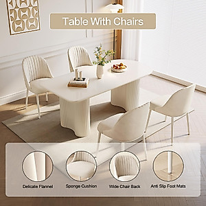 GraceNook 63" White Dining Table, Oval Dining Room Table, Modern Dining Table for 2,4,6 Person, Kitchen Table, Nook Dining Table Set for Dining Room,Kitchen,Breakfast Nook or Reception Room