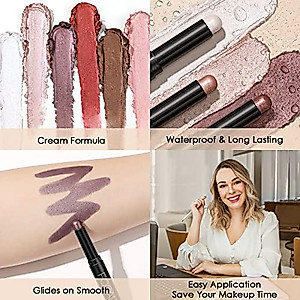 FOCALLURE 3 Pcs 2 in 1 Eyeshadow and Eyeliner Pen, Waterproof Eye Shadow Pencil, Hypoallergenic Eyeshadow, Highlighter Eye Liner, Multi-Dimensional eyes Look, FA38-11116-123