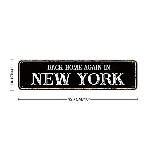 Customized Country Metal Plaque Back Home Again in New York Signs Our First Christmas in City/State Metal Signs Outdoor for Office Yard Room Home Décor 4x18in
