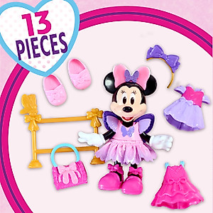 Just Play Disney Junior Minnie Mouse Fabulous Fashion Ballerina Doll, 13-piece Doll and Accessories, Officially Licensed Kids Toys for Ages 3 Up