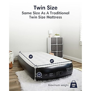 OlarHike Twin Air Mattress with Built in Pump,Inflatable Blow Up Mattresses Storage Bag for Camping,Travel&Guests,13" Airbed-High Speed Inflation Black Bed,Camping Accessories,Indoor