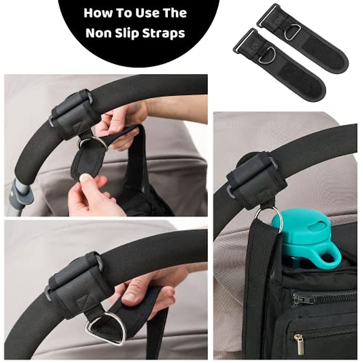 Non-Slip Stroller Organizer With Cup Holders, Exclusive Straps Grip Handlebar. Universal Fit For Uppababy Vista Cruz Nuna Baby Jogger Bob Britax Bugaboo Graco Stroller Accessories Caddy Parent Console