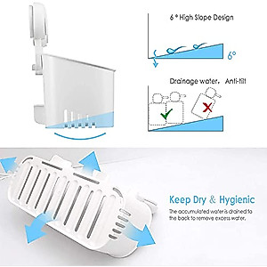 ilikable Vacuum Shower Caddy Suction Cup No-Drilling Removable Waterproof Bathroom Wall Shelf Shower Basket Storage Organizer for Shampoo Conditioner Razors Soap - White