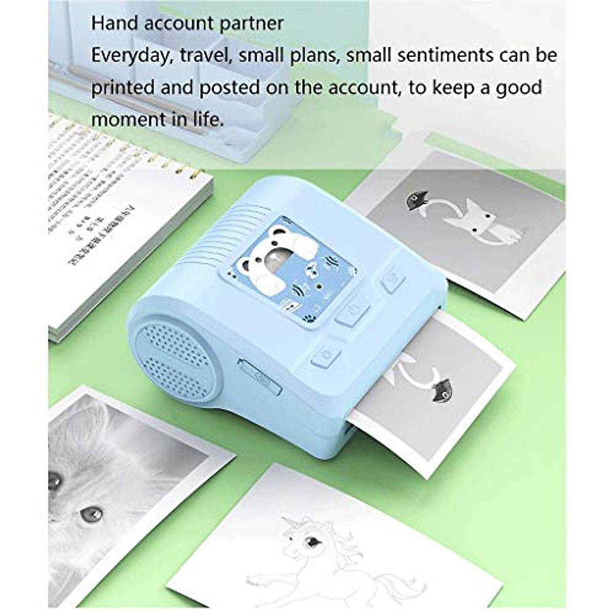XXXDXDP Portable Mini Pocket BT Thermal Printer Power Bank Function Clip Design Receipt Label Memo Sticker AR Photo Picture Printe (Color : D)