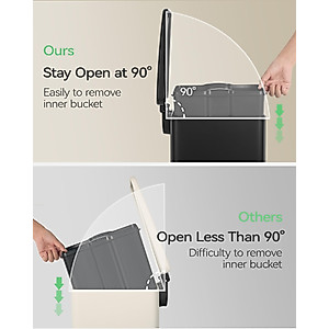 Nunsino Small Bathroom Trash Can with 15 Garbage Bags,2.6 Gallon Stainless Steel Garbage Can with Lid Soft Close,Small Trash Bin for Bathroom,Kitchen,Home Office,Black