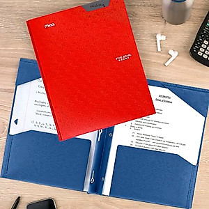 Five Star 2 Pocket Folder, Stay-Put Folder, Plastic Colored Folders with Pockets & Prong Fasteners for 3-Ring Binders, 8-1/2” x 11", Fire Red (72109)