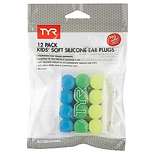 TYR Kids’ Soft Silicone Ear Plugs - 12 Pack