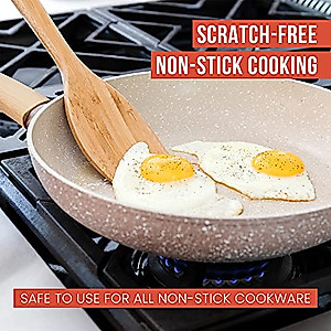 Chef Pomodoro Wooden Cooking Utensils 3-Piece Set, Bamboo | Large 12.5-Inch, Wooden Spatula for Cooking, Kitchen Utensil Set | Wooden Kitchen Frying Set,