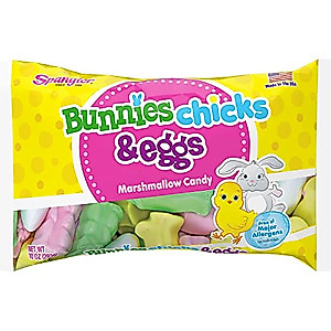 Spangler Marshmallow Bunnies, Chicks and Eggs Candy 4-oz.| Tootsie Roll Eggs 3.5 oz. Bags Packaged in Soko Smiles Box