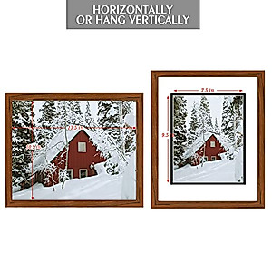 Golden State Art, 11x14 Brown Wood Frame with White Over Black Double Mat - Displays 8x10 Photos - Real Glass, Sawtooth Hangers, Back Turn Buttons - Wall Mounting, Landscape, Portrait