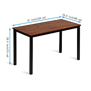 Decoholic Computer Desk 47 Inch PC Laptop Study Table Office Desk Workstation for Home Office, Modern Industrial Style,Sandalwood Board Black Leg