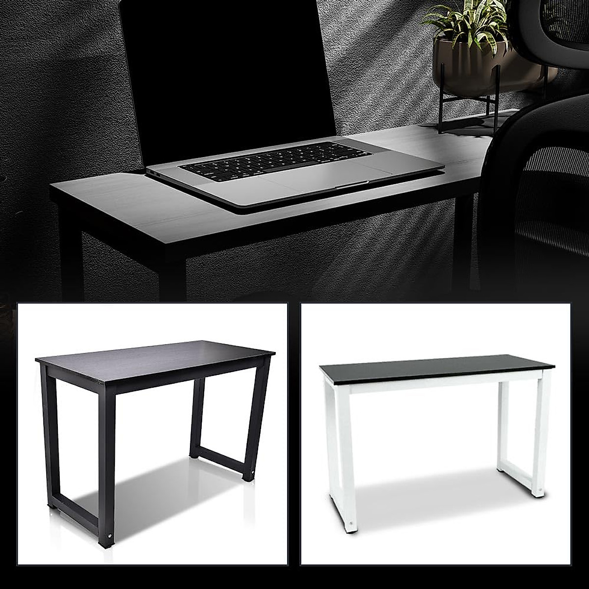 G-PLUS 43.3" Computer Desk Wood Office Table, Modern Simple Style PC Laptop Notebook Study Writing Table for Home Office Workstation Black Color