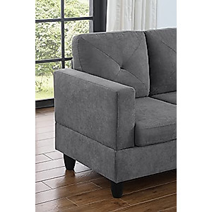 Lilola Home Ivan Dark Gray Woven Sectional Sofa with Right Facing Chaise