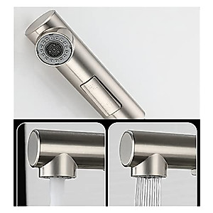 JEMITA Pull Out Kitchen Sink Faucet Silver Black Stainless Steel Single Handle Hot & Cold Mixer Tap Stream Sprayer Head Swivel Faucets (Color : Silver)