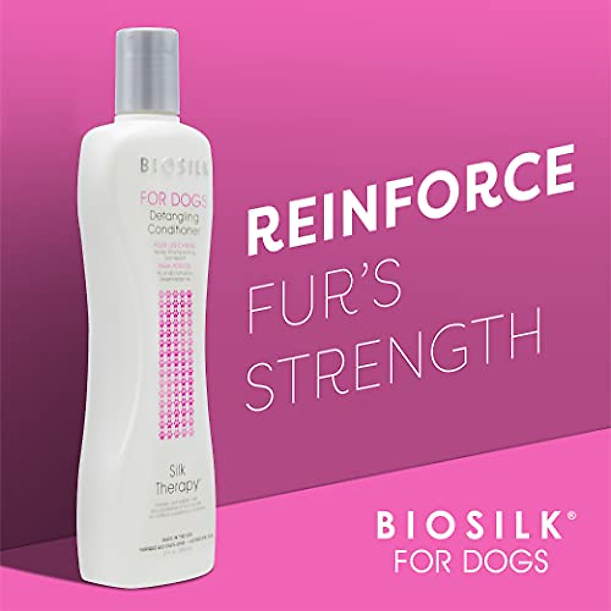 BioSilk for Dogs Silk Therapy Detangling Conditioner | Sulfate and Paraben Free Matted Hair Dog Detangler Conditioner for All Adult Dogs, 12 Fl Oz Made in The USA