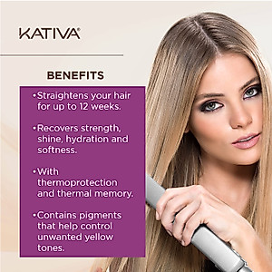 Kativa Brazilian Straightening Blonde Kit, 12 Weeks of Home Use Professional Straightening, with Olive Oil, Citrus Fruits and Keratin, for Straighter, Softer and Shinier Light-Coloured Hair