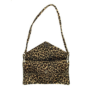 LONI Womens Neat Envelope Animal Print Faux Fur Clutch Bag/Shoulder Bag in giraffe