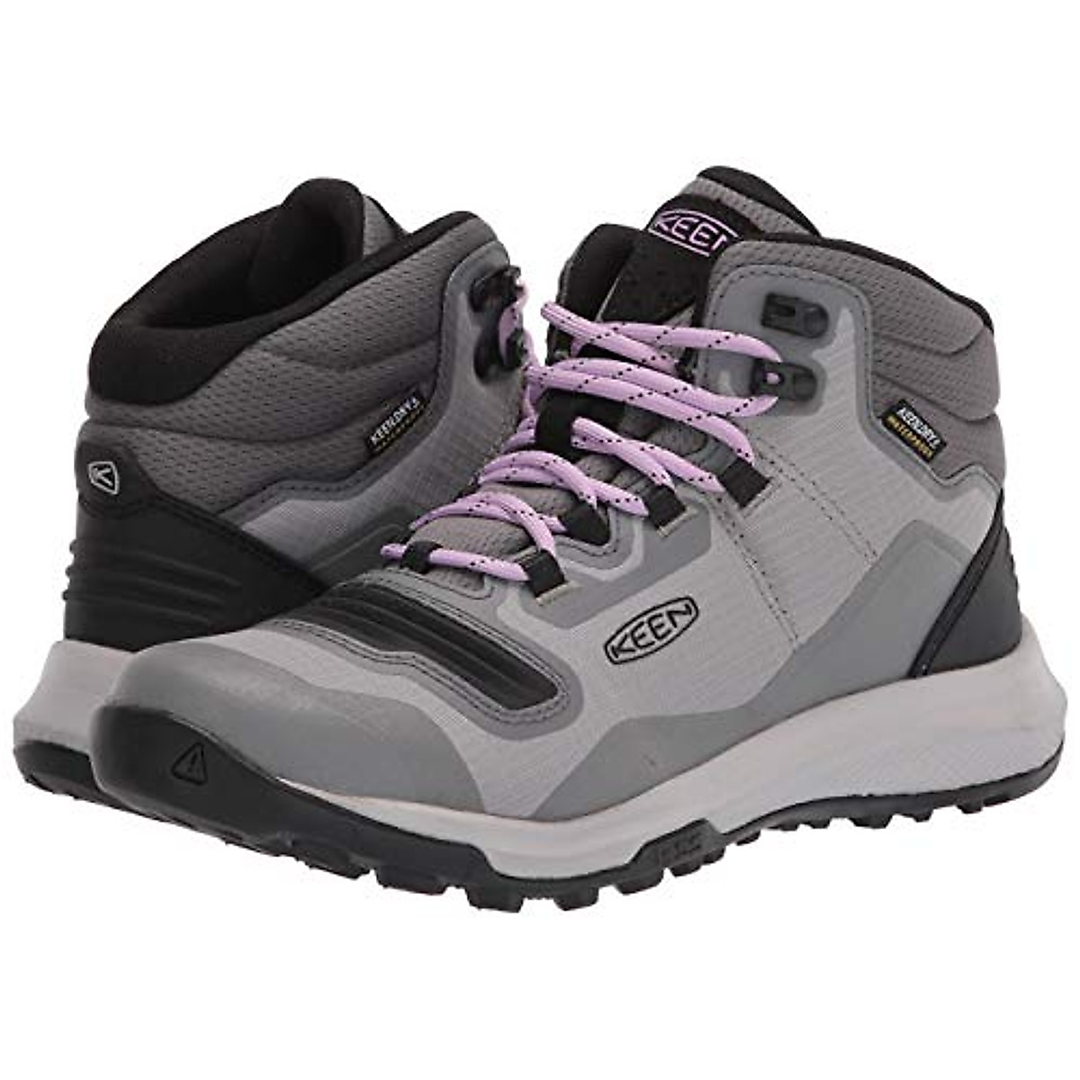 KEEN womens Tempo Flex Mid Height Lightweight Waterproof Hiking Boot, Steel Grey/African Violet, 8.5 US