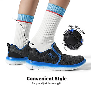 DREAM PAIRS Boys Girls Shoes Kids Slip on Tennis EZ-Ons MightyMovers Running Athletic Sports Sneakers,Size 6 Big Kid,Black/Grey/Royal,Luca