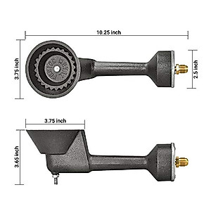 only fire High Pressure Propane Cast-Iron Replacement Round Burner with Orifice Brass Fitting