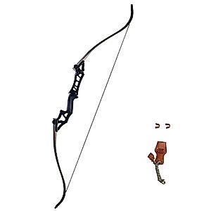 SinoArt Falcon 60" Takedown Hunting Recurve Bow Metal Riser 30 35 40 45 50 55 60 65 70 Lbs Black/Camo Right Handed(60 LBs)