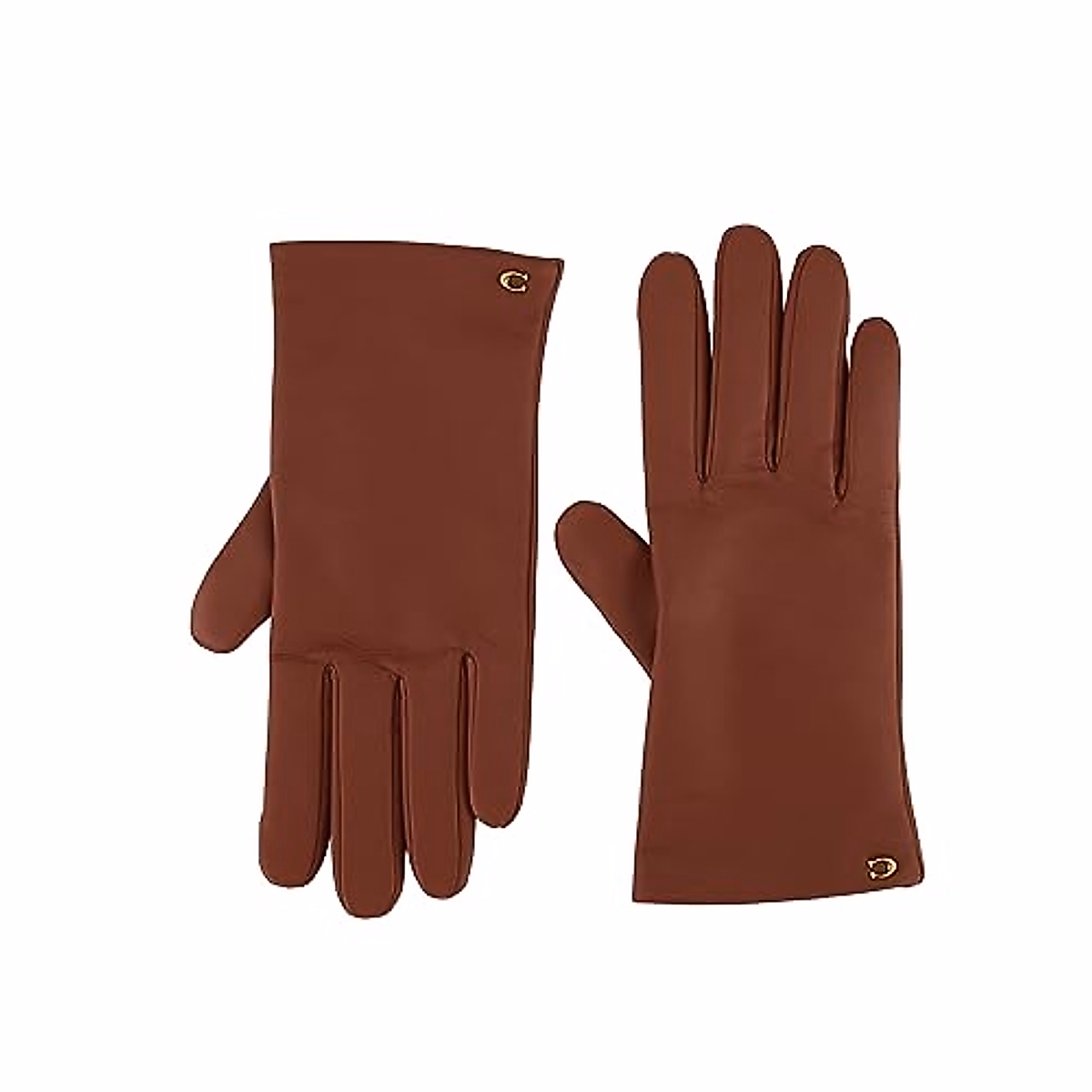 Coach Women's Sculpted C Short Glove, Saddle, 6.5