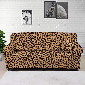 GOSTONG Leopard Print Sofa Cover Cushion Couch Stretch Couch Covers, Sofa Slipcover Furniture Protector for Living Room Universal Sofa Cover for Armchair/Loveseat/Couch/Big Sofa
