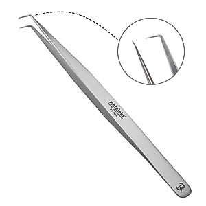 Professional Tweezers for Eyelash Extension Hand Crafted Japanese Stainless Steel Matt Finish (14cm 90° Angular Tip)