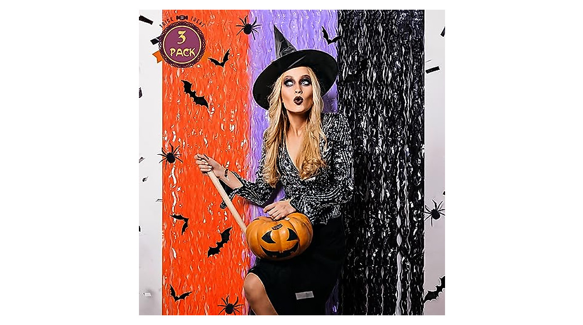 Halloween Foil Fringe Curtains & Props - 3 Pack