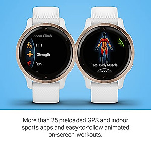 Garmin Venu 2S, Smaller-sized GPS Smartwatch with Advanced Health Monitoring and Fitness Features, Rose Gold Bezel with White Case and Silicone Band