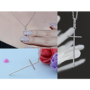 Dazzlingrock Collection Round White Diamond Cross Pendant for Women with 18 inch Silver Chain (0.09 Ctw) in 14K White Gold