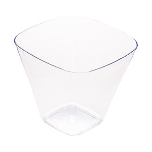 Restaurantware 4 Ounce Tasting Cups 100 Square Plastic Appetizer Cups - Recyclable Crack Resistant Clear Plastic Individual Dessert Serving Cups For Parties or Weddings