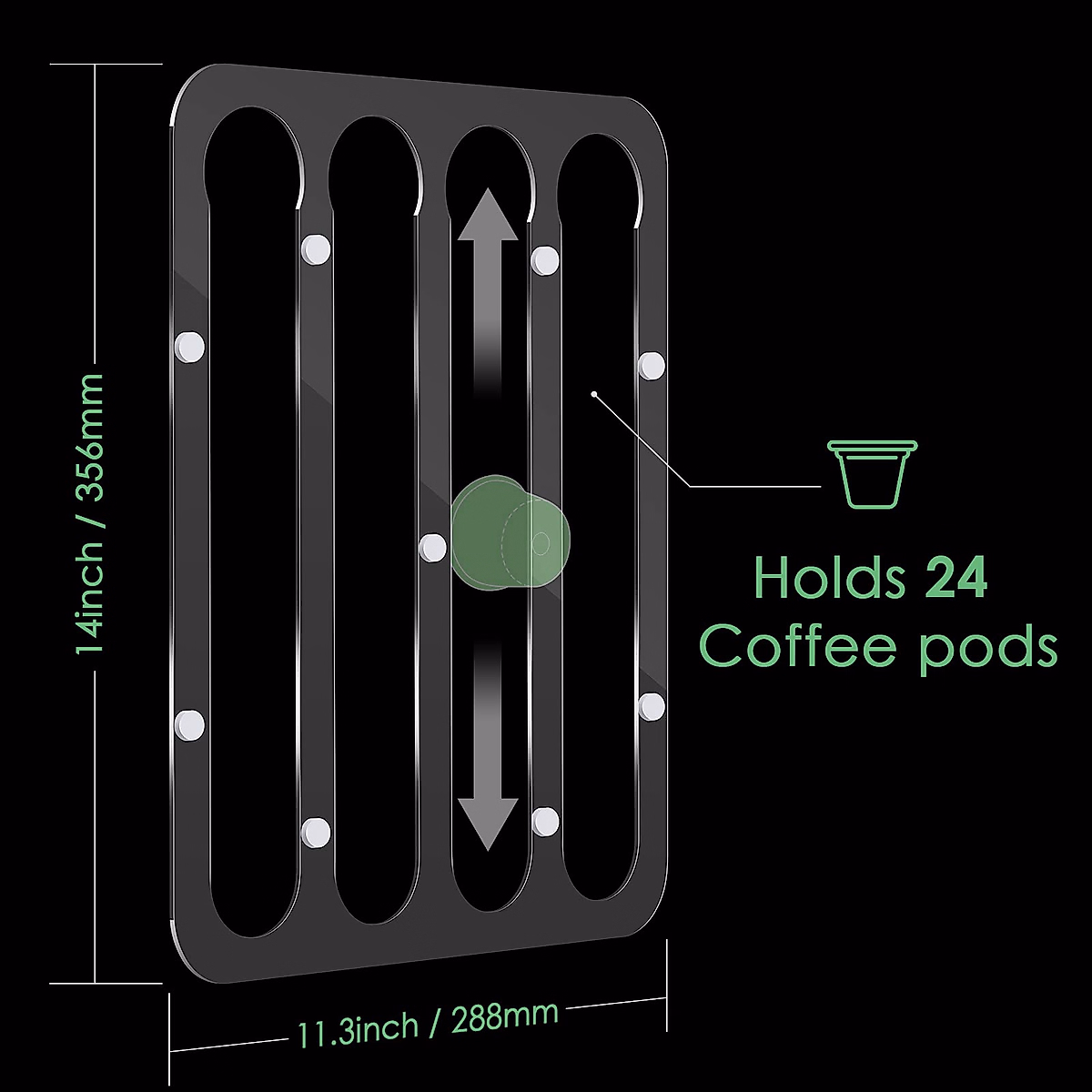 Aredpoook K Cup Coffee Pod Holder, Space Saving K Cup Holder, Acrylic Coffee Pod Storage for Keurig Kcups, Adhesive Coffee Pod Organizer, Compatible with 24 Kcup Pods Capsule