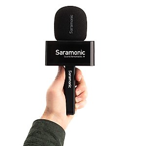 Saramonic Handheld Transmitter Holder for Blink 500 Pro TX Transmitters with Foam Windscreen and Built-in 1100mAh Battery/Charger (Blink 500 Pro HM)