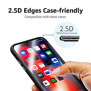 Amazon Basics Full-Coverage Tempered Glass Screen Protector for iPhone XR/11 - 6.1 Inch, (5.63" x 2.68"), 2-pack