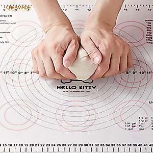 CHEFMADE Hello Kitty 23-Inch Rectangle Silicone Baking Mat with Measurements, Non-stick Heat Resistant Rolling Dough Mat, for Pastry,Pizza, Fondant and Pie Crust Making 15" x 23" (Pink)